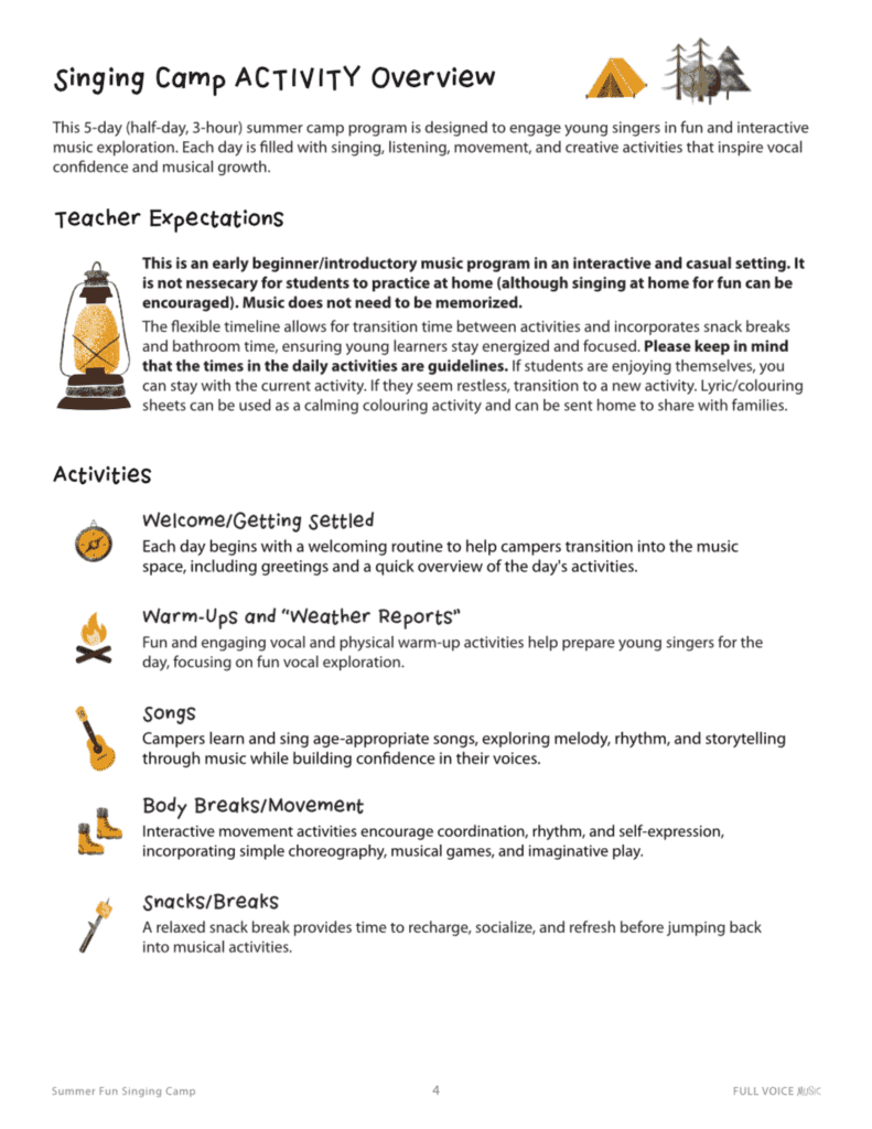 FVM | Junior “Summer Fun” Singing Camp Lesson Plans